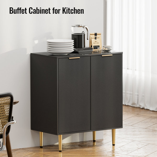 Ebern Designs Fluted Buffet Cabinet With Storage, Modern Sideboard Cabinet With Adjustable ...